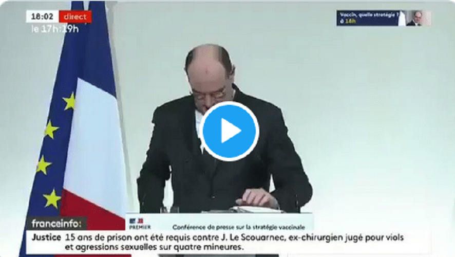 Jean Castex paniqué, cherche ses lunettes qui se trouvent en fait ...